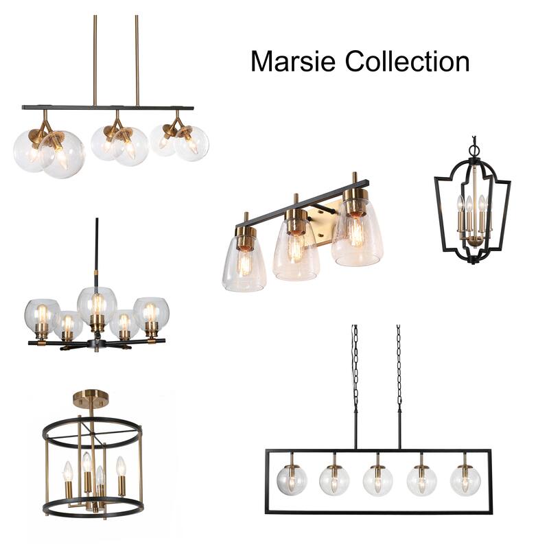 Marsie Modern Farmhouse 40-inch Linear Chandelier Globe Glass Kitchen Island Pendant Lights for ...